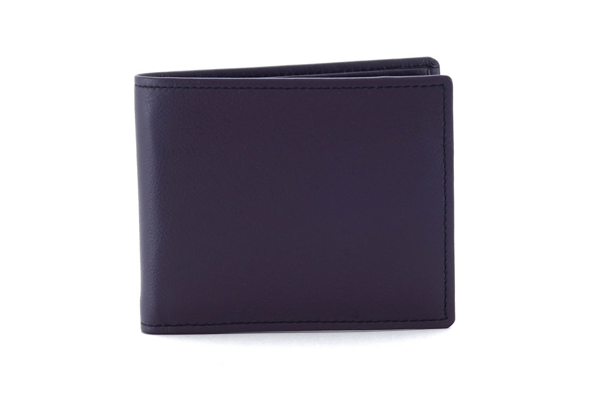 Wallet-large bi fold-(Martin) dark purple leather picture flap 1 – Wild ...