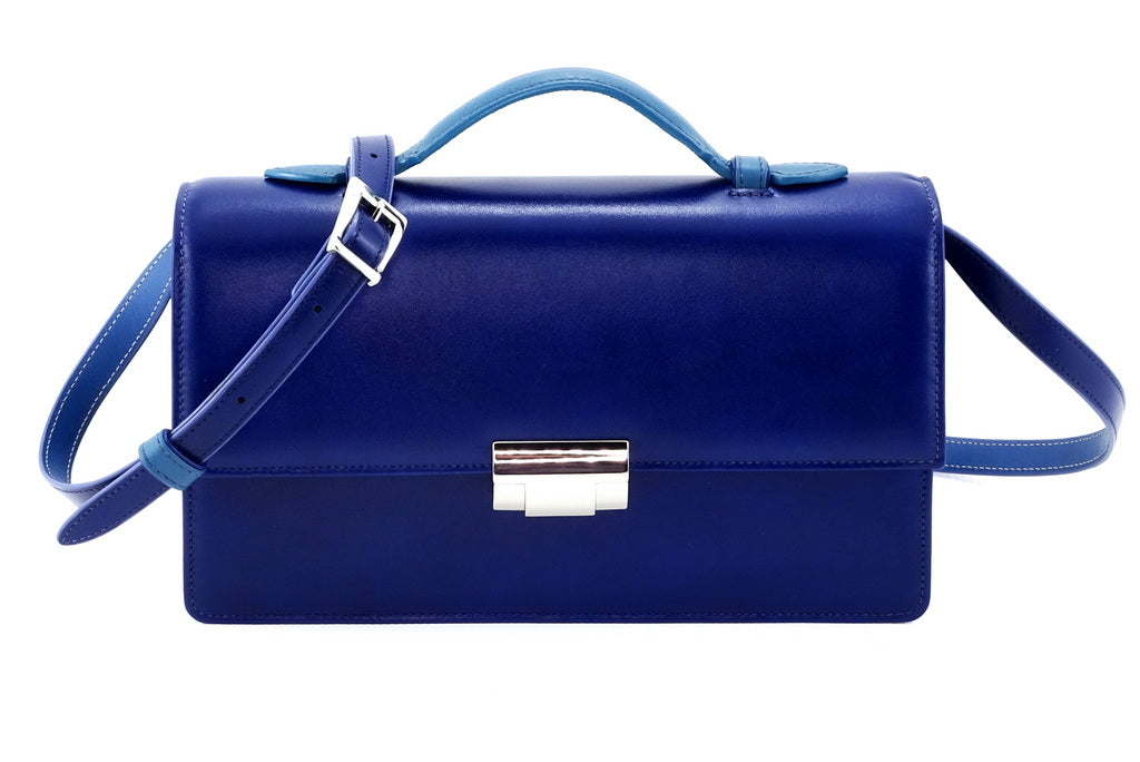 Handbag - cross body - (Tanya) Royal & Azure blue leather with handle ...